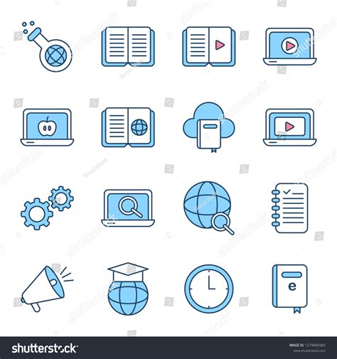 Elearning Icons Pack Isolated Elearning Symbols Stock Vector Royalty Free 1274885983