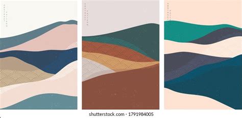 Natural Landscape Background Japanese Wave Pattern Stock Vector Royalty Free 1791984005