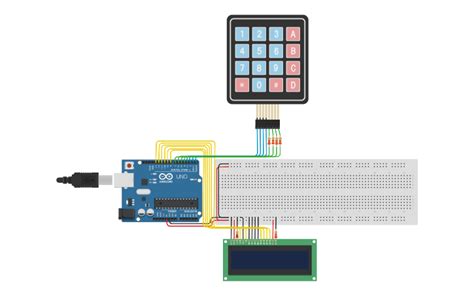 circuit design password with lcd 16 2 and keypad 4 4 tinkercad
