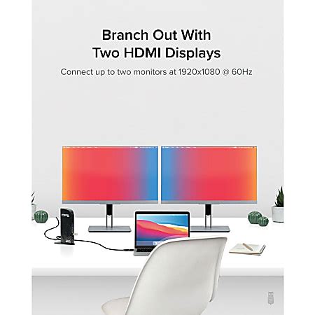 Plugable Laptop Docking Station Dual Monitor For USB C Or USB 3 0 Dual HDMI 6x USB Ports Gigabit