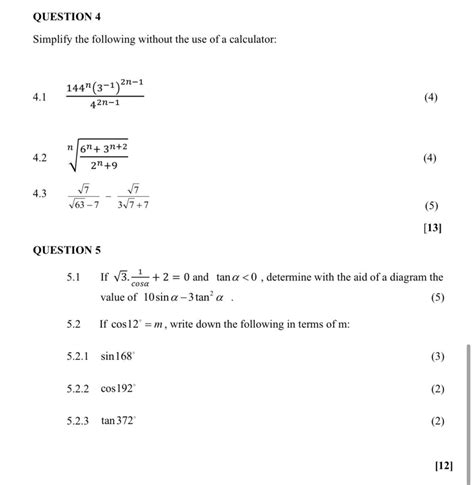 QUESTION 4Simplify The Following Without The Use Of A Calculator 4 142n