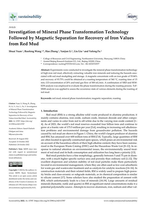 Pdf Investigation Of Mineral Phase Transformation Technology Followed