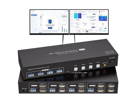 LUOM K Hz HDMI Exclusive KVM Switch Monitors Computers With USB Hub K Hz HD