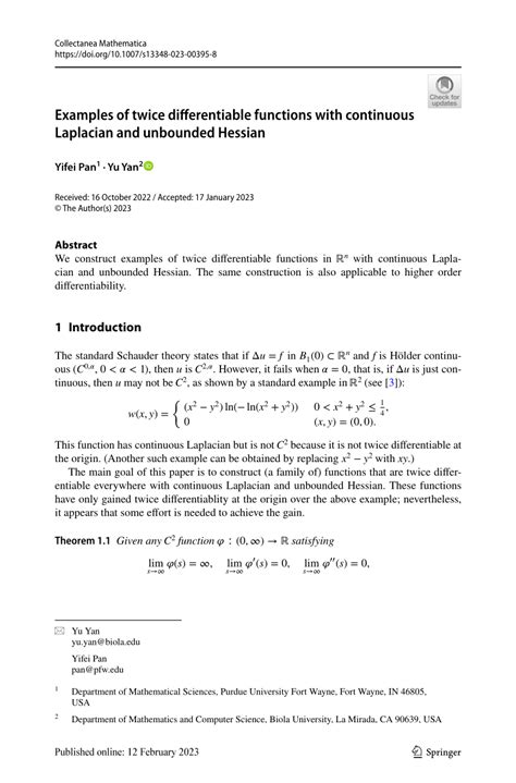 Pdf Examples Of Twice Differentiable Functions With Continuous