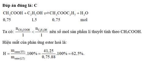 Cho 45 Gam Acetic Acid Phản ứng Với 69 Gam Ethanol Xúc Tác H2so4 đặc
