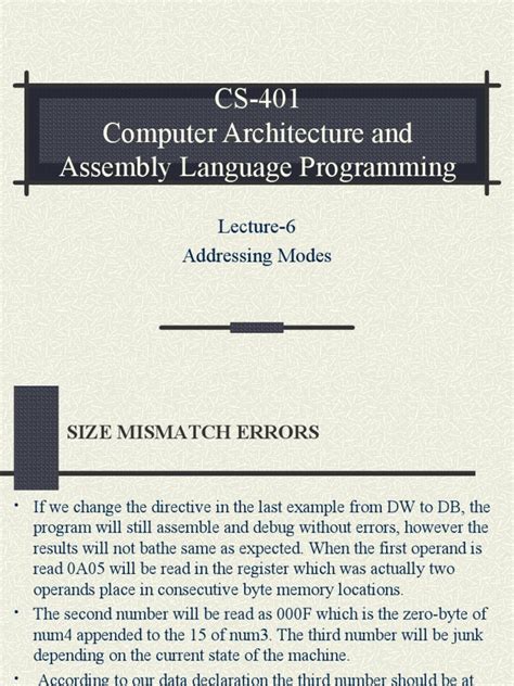 Cs 401 Computer Architecture And Assembly Language Programming Pdf