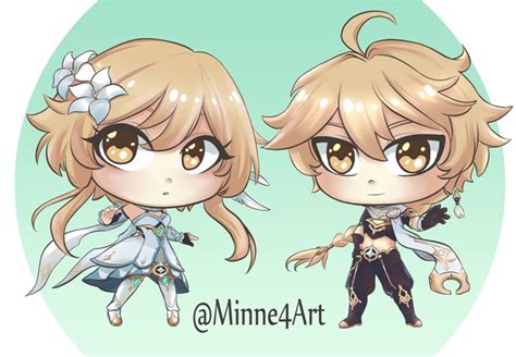 Chibi Aether And Lumine Genshin Impact Hoyolab