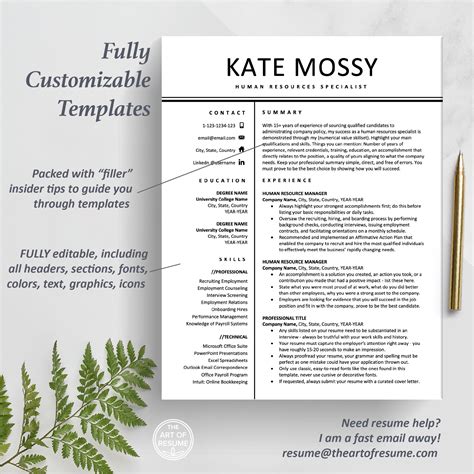 Human Resource Resume Template Hr Resume Cv Administrator Resume The Art Of Resume