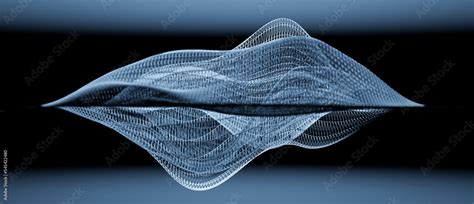 Illustration Of Blue Abstract Wireframe Sound Waves Visualization Of Frequency Signals Audio