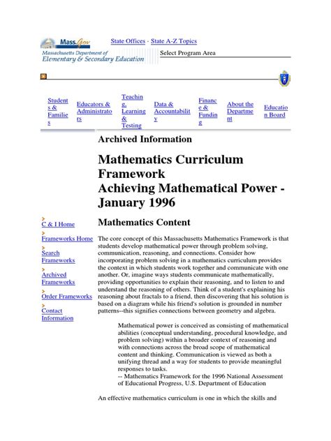 Mathematics Curriculum Framework Pdf National Council Of Teachers Of Mathematics Teaching