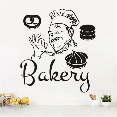 Diy Funny Bakery Chef Wall Stickers Waterproof Bathroom Kitchen Coffee Shop Decoration Cakes