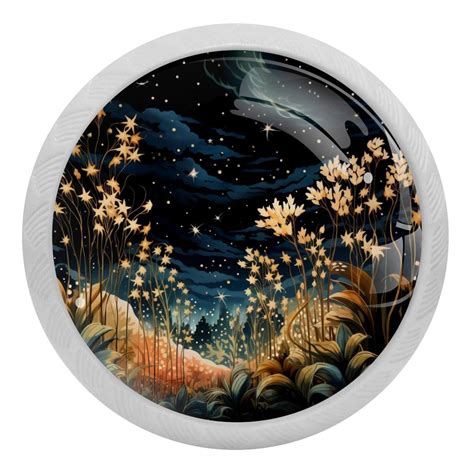 Starry Plants Pattern 4pcs Cabinet Knobs Pulls Fluorescent Drawer Handle Cabinet Drawer Dresser