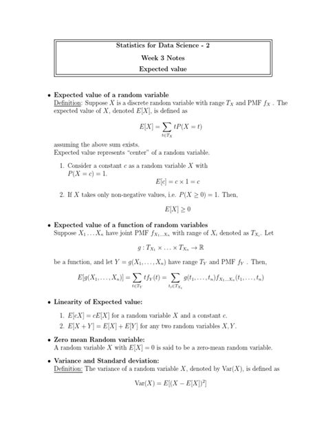 Week 3 Notes Pdf Variance Standard Deviation