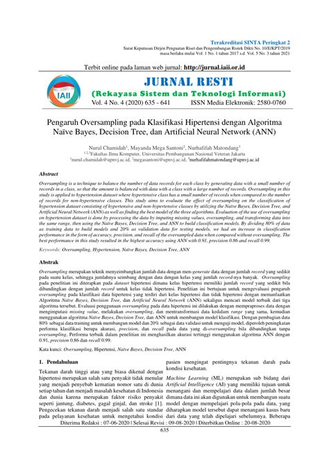 Pdf Oversampling Method On Classifying Hypertension Using Naive Bayes