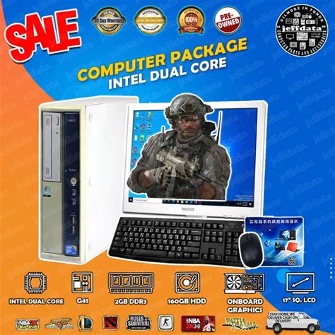 Computer Set Intel Dualcore 2gb Ddr3 160gb Hdd Onboard Graphics 17sq Lcd Slim Cpu Used Keyboard