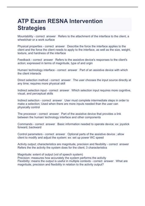 Atp Exam Resna Intervention Strategies Question And Answers Correctly Solved 2023 2024 Resna