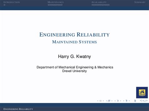Maintained Systems Of Engineering Reliability Lecture Slides Mem