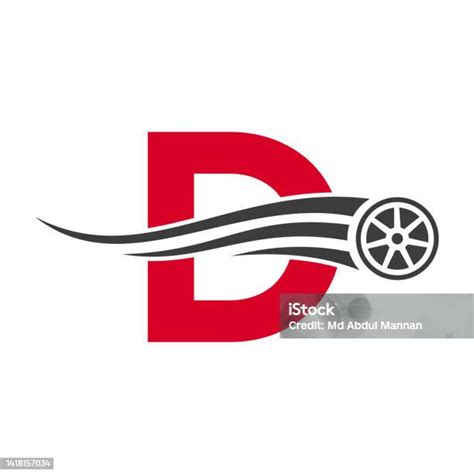 스포츠 자동차 편지 D 자동차 자동차 수리 로고 디자인 개념 운송 타이어 아이콘 벡터 템플릿 알파벳 D에 대한 스톡 벡터 아트