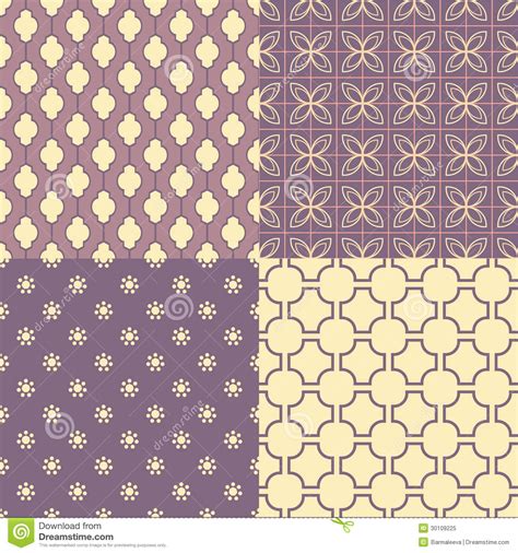 Set Of Four Seamless Abstract Patterns Stock Vector Illustration Of