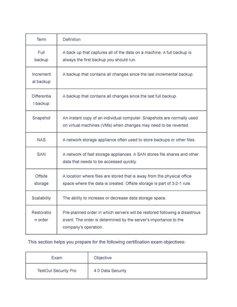 Backup And Restore Term Definition Full Backup A Back Up That Captures All Of The Data On