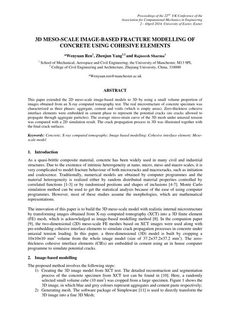 Pdf 3d Meso Scale Image Based Fracture Modelling Of Concrete Using