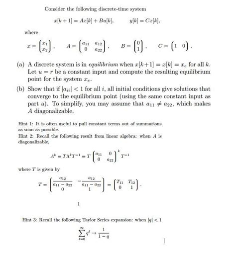 solved consider the following discrete time system