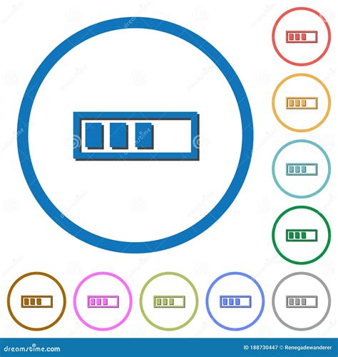 Progressbar Icons On Color Glossy Rectangular Menu Button Vector
