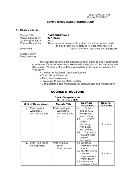 Cbc Carpentry Ncii Pdf Information Occupational Safety And Health