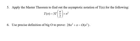 Solved 5 Apply The Master Theorem To Find Out The