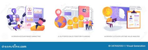 Ai In Sales Strategies Abstract Concept Vector Illustrations