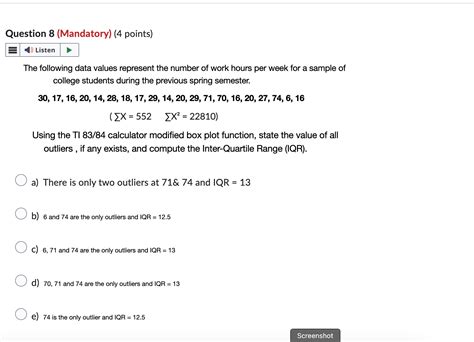solved question 8 mandatory 4 ﻿points the following data