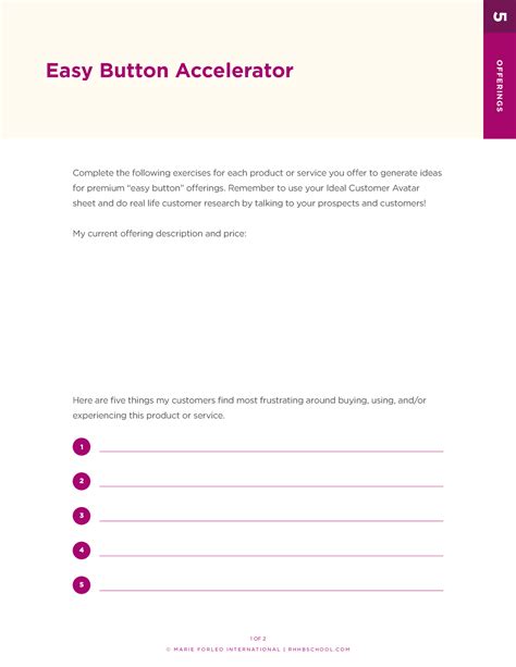 Easy Button Accelerator Fun Sheet OFFERINGS Easy Button Accelerator Complete The