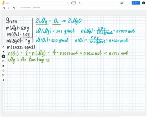 Solved Magnesium Metal Reacts Quantitatively With Oxygen To Give Magnesium Oxide Mgo If 5 00 G