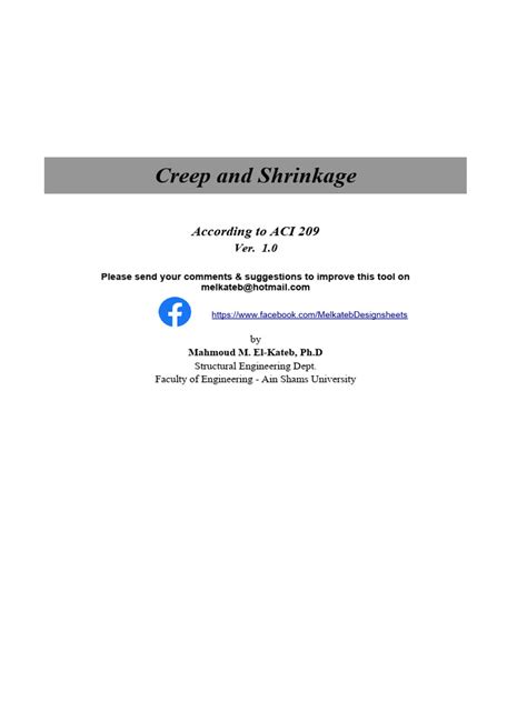 Aci Creep And Shrinkage V10 Pdf Concrete Creep Deformation