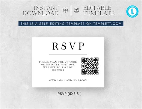RSVP Card Qr Code For Wedding Qr Code Rsvp Insert Template Templett