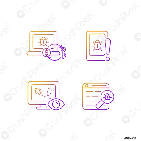internet censorship gradient linear vector icons set stock vector