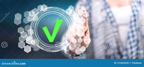 Woman Touching A Validation Process Concept Stock Image Image Of Valid Process