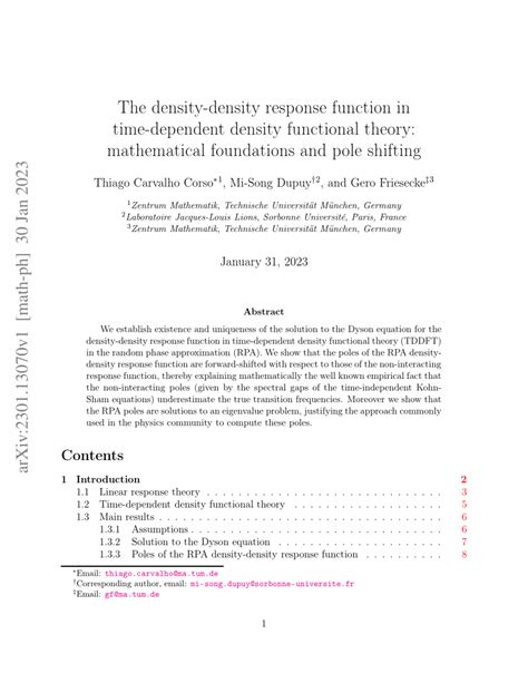 Pdf The Density Density Response Function In Time Dependent Density