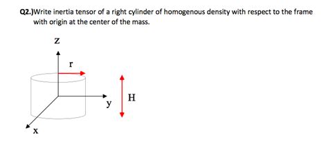 Solved Q Write Inertia Tensor Of A Right Cylinder Of Chegg Com