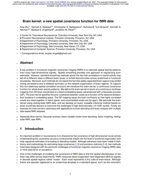 Pdf Brain Kernel A New Spatial Covariance Function For Fmri Data