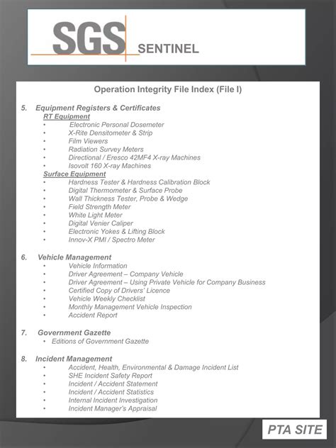 Safety File Index Pptx