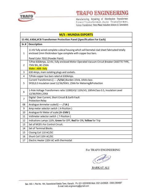 630a Abb Vcb Meterial List Pdf