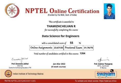 Thamizhchelvan R On Linkedin Nptel Datascience Datastructures Swayam Course Learning