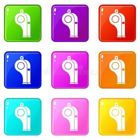 Whistle Icons 9 Set Stock Vector Illustration Of Collection 96154077