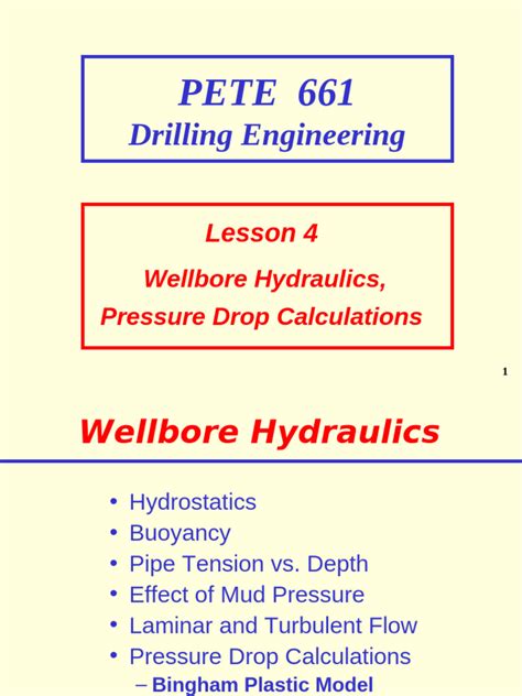 Wellbore Hydraulics Pressure Drop Calculations Pdf Shear Stress