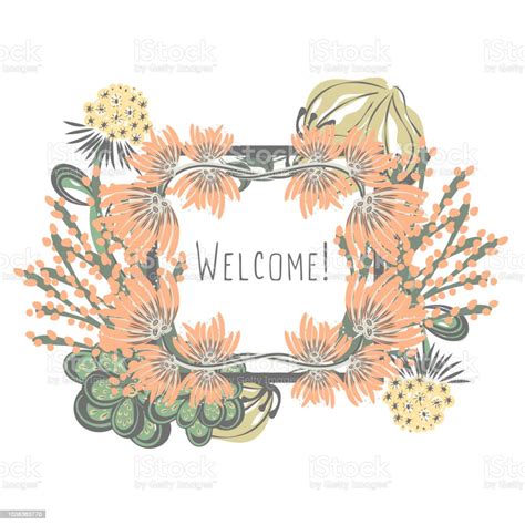 플로랄 프레임입니다 손으로 그려 크리에이 티브 꽃 꽃과 다채로운 예술 배경입니다 초록 허브 0명에 대한 스톡 벡터 아트 및 기타 이미지 Istock