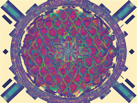 Abstract Coloured Pattern Bold Geometric Figure With Intricate Pattern Circle With Flowers