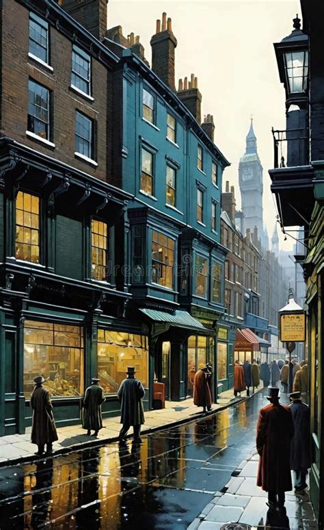 The Streets Of England Around 1800 Ai Generated Stock Illustration