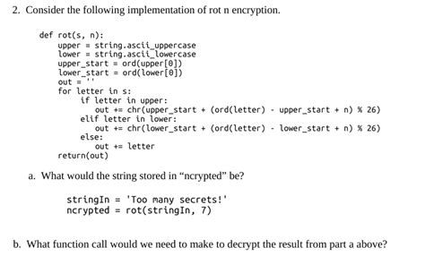 Solved Consider The Following Implementation Of Rot N Chegg Com