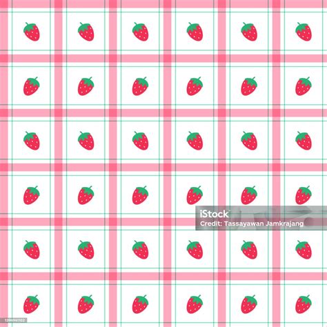 귀여운 딸기 빨간 과일 요소 빨간 녹색 줄무늬 줄무늬 선 기울기 체크 무늬 격자 무늬 타탄 버팔로 스콧 깅엄 패턴 플랫 만화